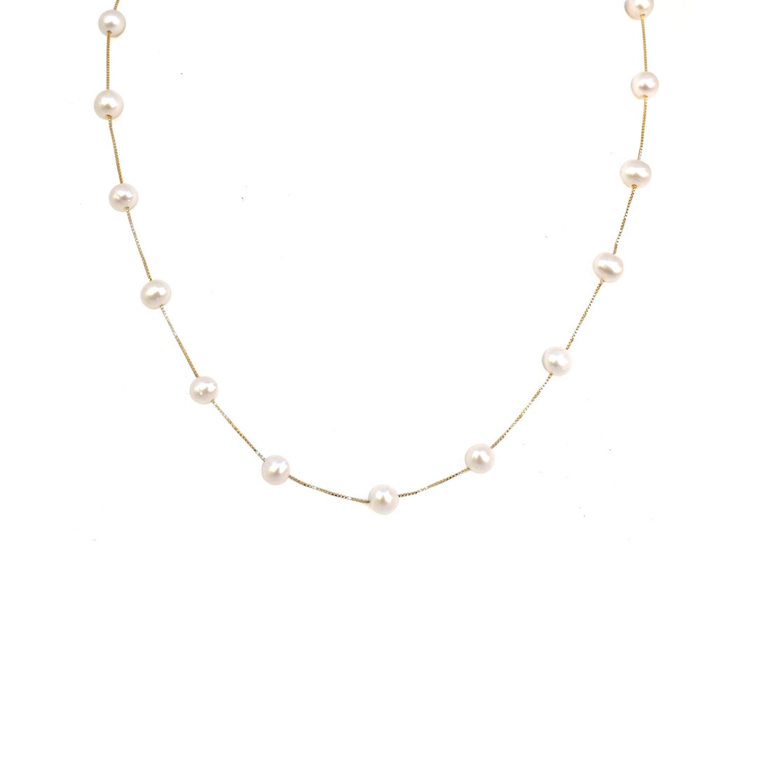 The Whitney Pearl Necklace in 10K Gold & Pearl - Etsy