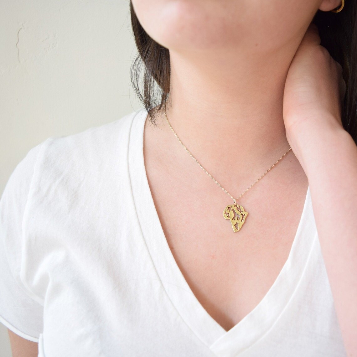 Safari Necklace Gold Africa Necklace Simple Gold Necklace - Etsy Israel