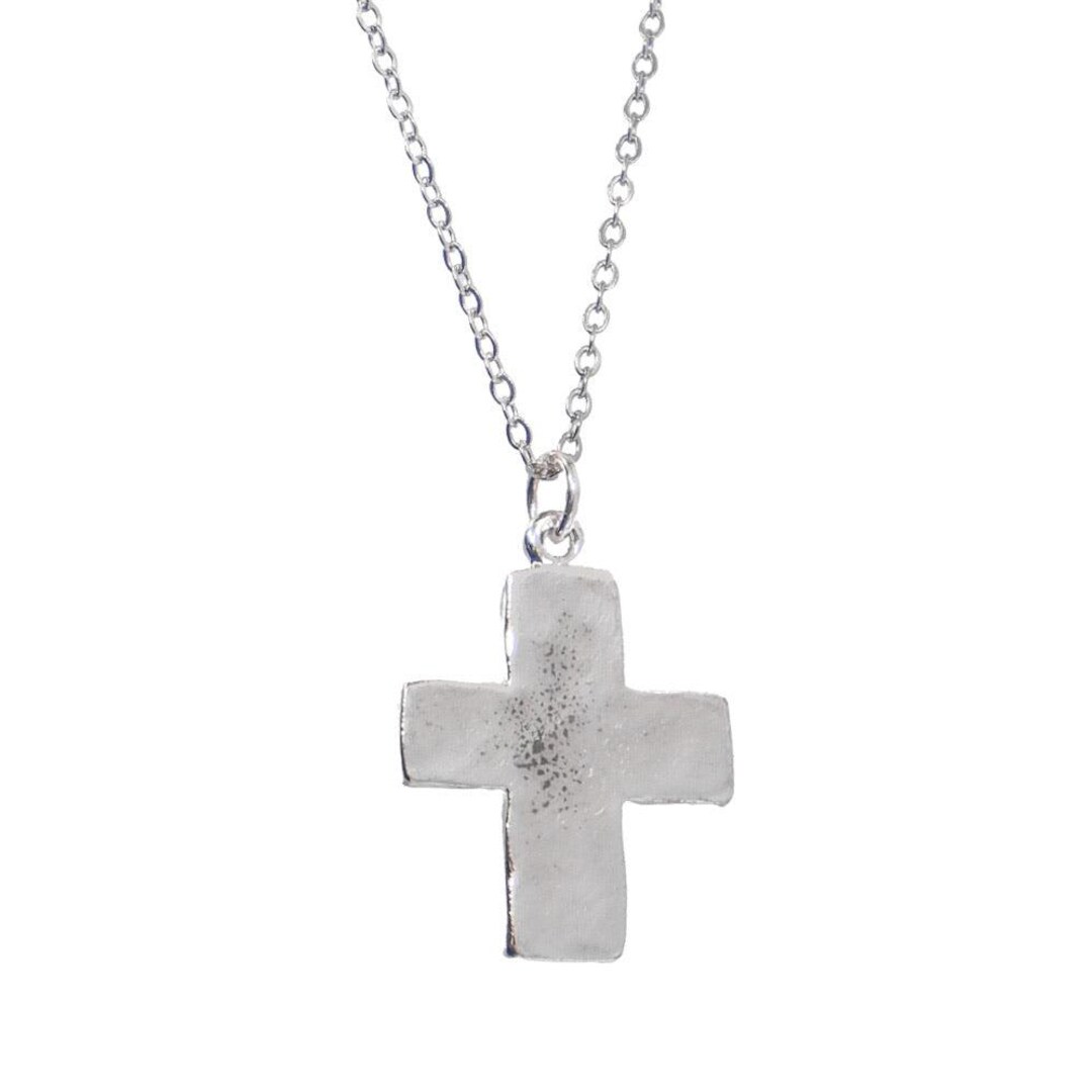 The Rustic Walk in Faith Cross Silver Necklace - Etsy
