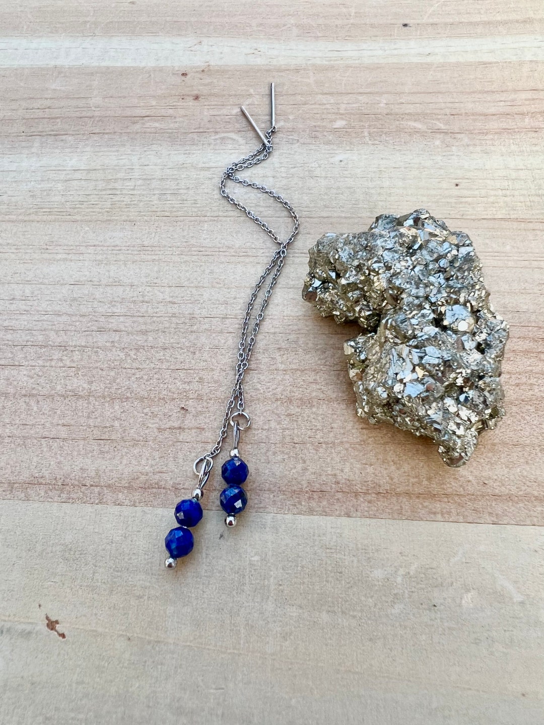 Lapis Lazuli Stainless Steel Ear Threads - Etsy