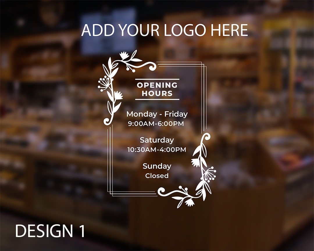 Custom Storefront Window Sticker | Business Hours | Vinyl Decal for ...