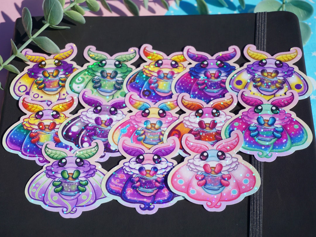 Rainbow Pride Moth LGBTQIA+ Stickers || Kawaii Moth Stickers - Etsy