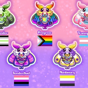 Rainbow Pride Moth LGBTQIA+ Acrylic Pins || Kawaii Moth Pins - Etsy