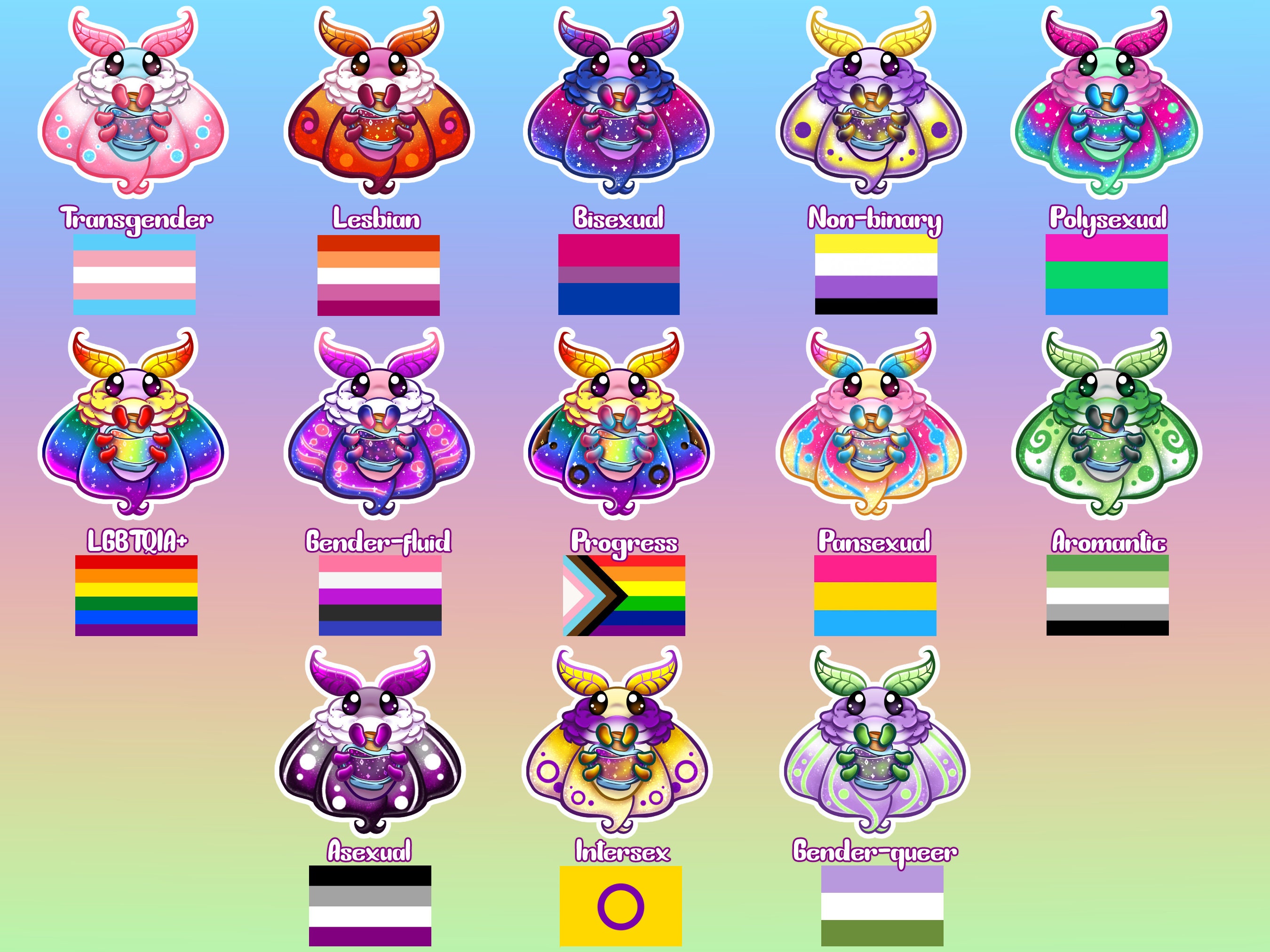 Rainbow Pride Moth LGBTQIA Acrylic Pins Kawaii Moth Pins | Etsy