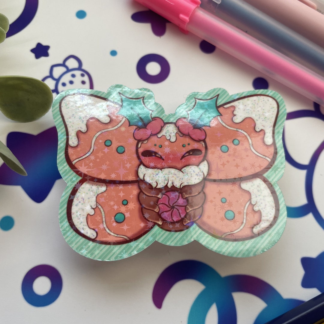 Ginger Moth Glitter Sticker Holiday Seasonal Gingerbread Cookie - Etsy