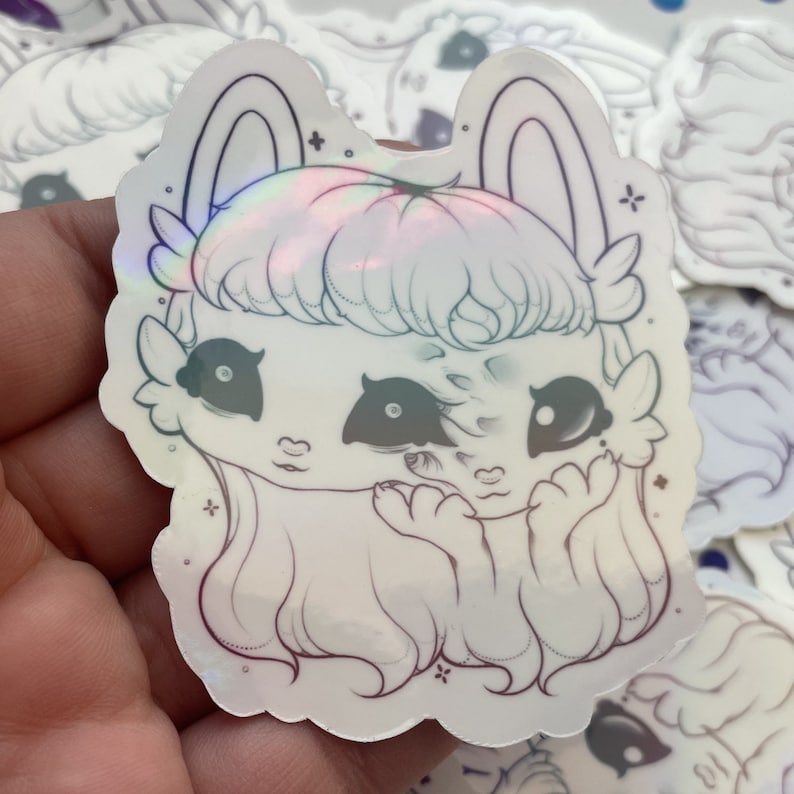 Junji Ito Bunny Holographic Sticker || Tomie Inspired Rabbit - Etsy