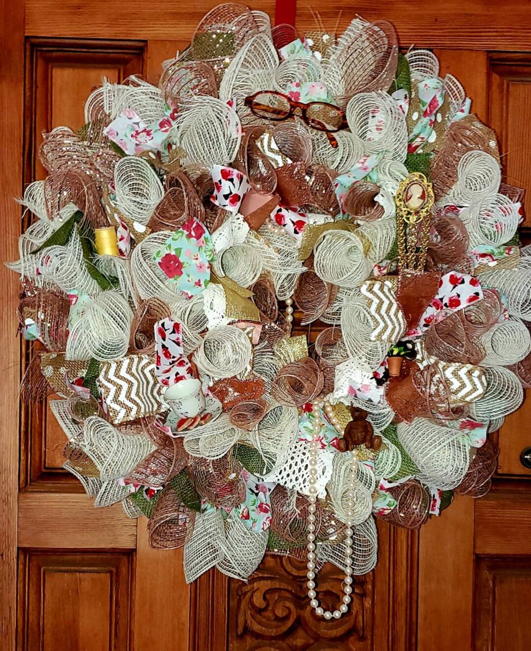Pink and Cream Mesh Wreath - Etsy