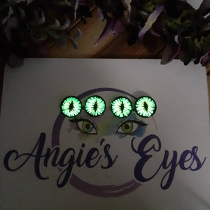 604 Glass Eyes: Green Yellow Glowing Eyes, Hand Painted Glass Eyes ...