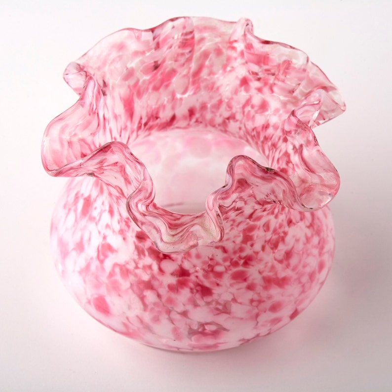 Fenton Vasa Murrhina Pink Glass Crimped Vase - Etsy