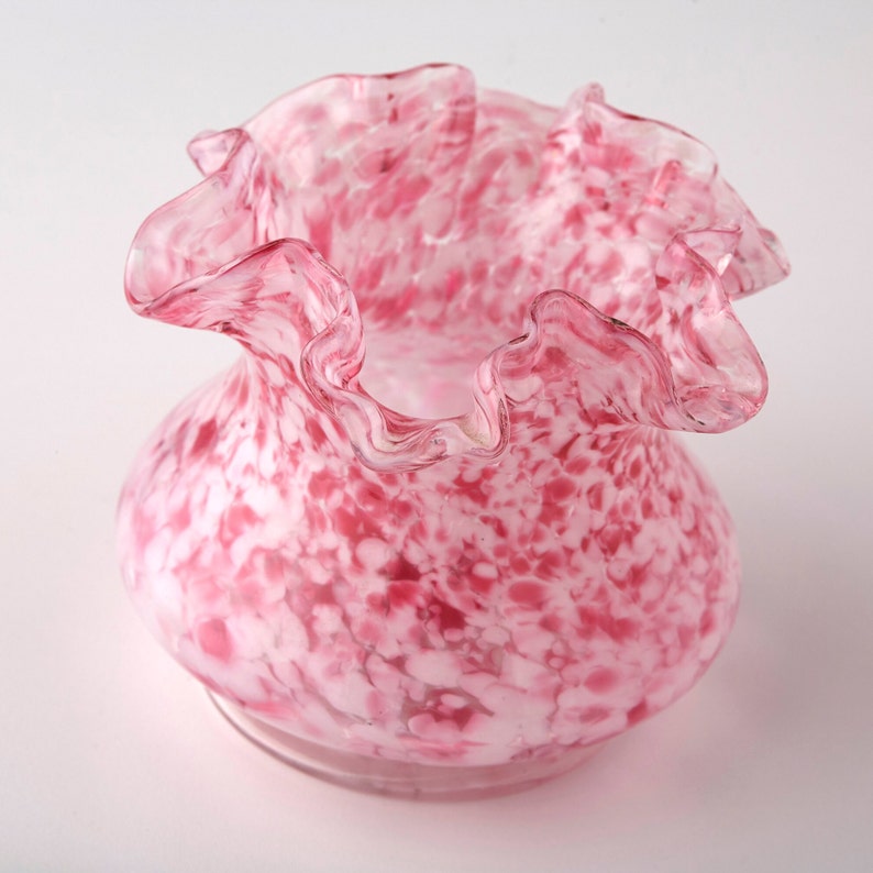 Fenton Vasa Murrhina Pink Glass Crimped Vase - Etsy