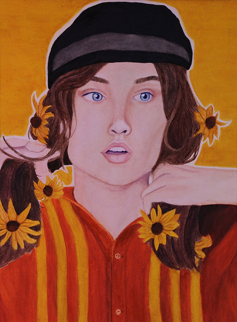 Black Eyed Susans Girl Watercolor - Etsy