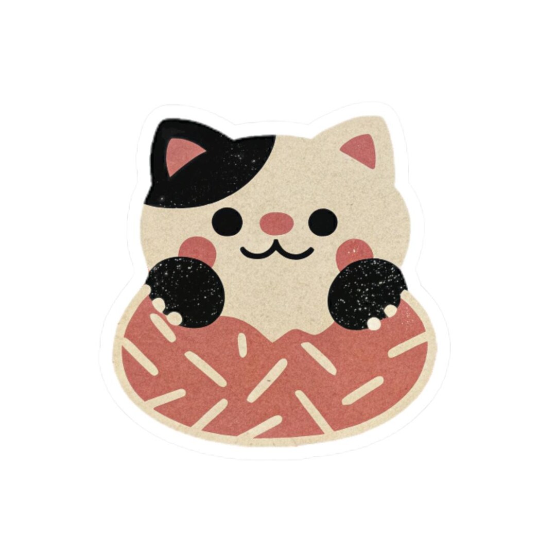 Kawaii Calico Cat Doughnut Sticker | Kiss-cut Sticker - Etsy