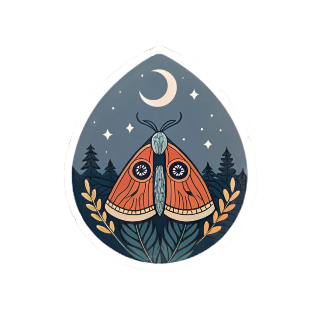 Moonlit Moth Kiss-cut Stickers | Night Forest Vinyl Sticker - Etsy