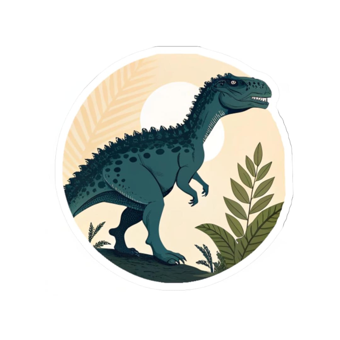 Tyrannosaurus Rex Dinosaur Illustration Kiss-cut Sticker | Round Dino ...