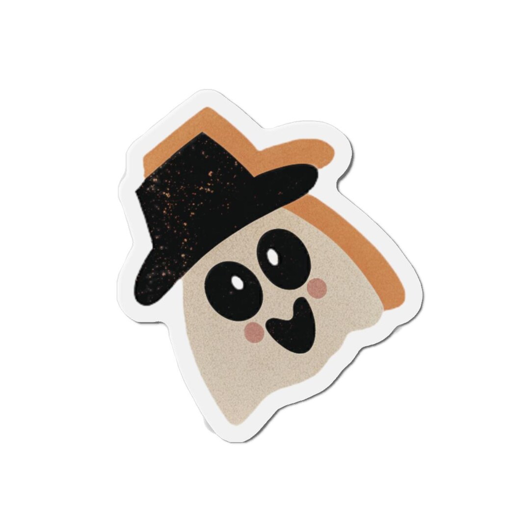 Cute Ghost With Top Hat Die-cut Magnet | Retro Pop Art Halloween - Etsy