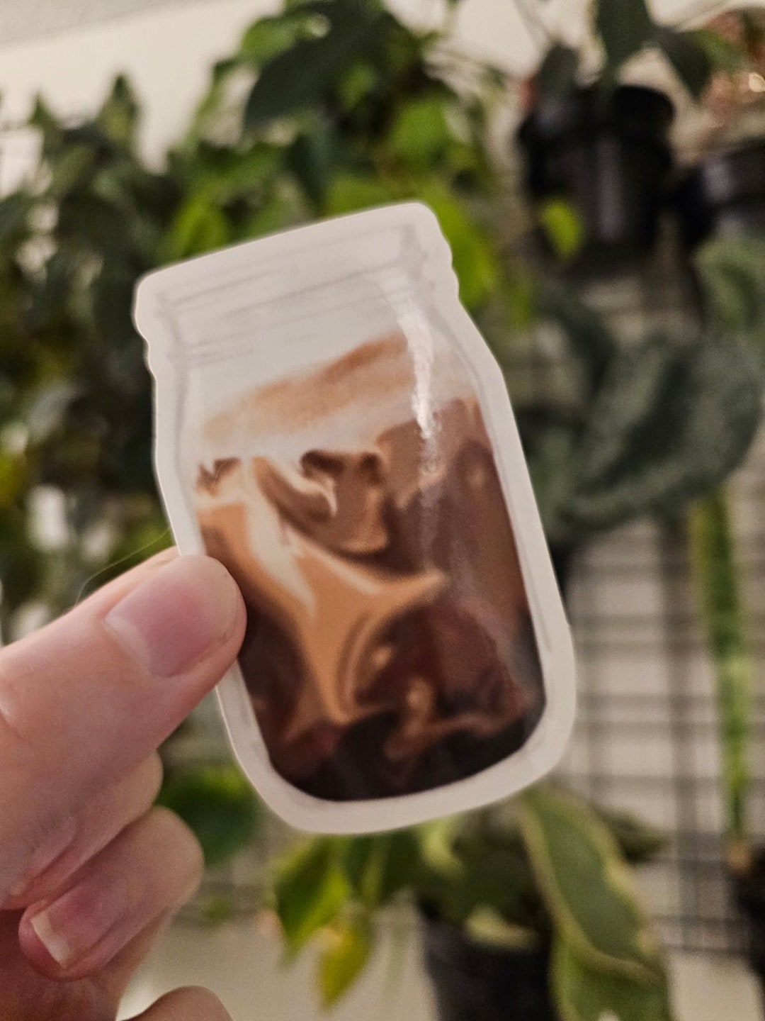 Iced Coffee Mason Jar Sticker | Milky Coffee Hydro Flask Adhesive | Glossy Aesthetic Vinyl ...