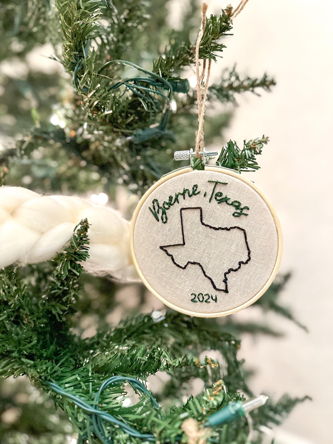 Merry Christmas From Texas- Hand Embroidered Christmas Ornament - Etsy