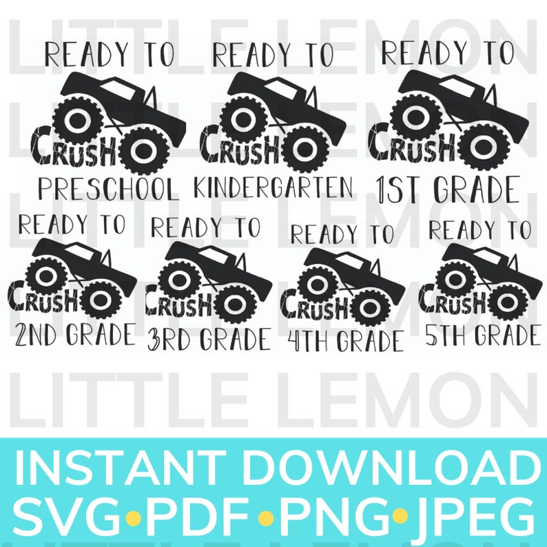 Boys Ready to Crush Monster Truck Preschool Kindergarten | Etsy