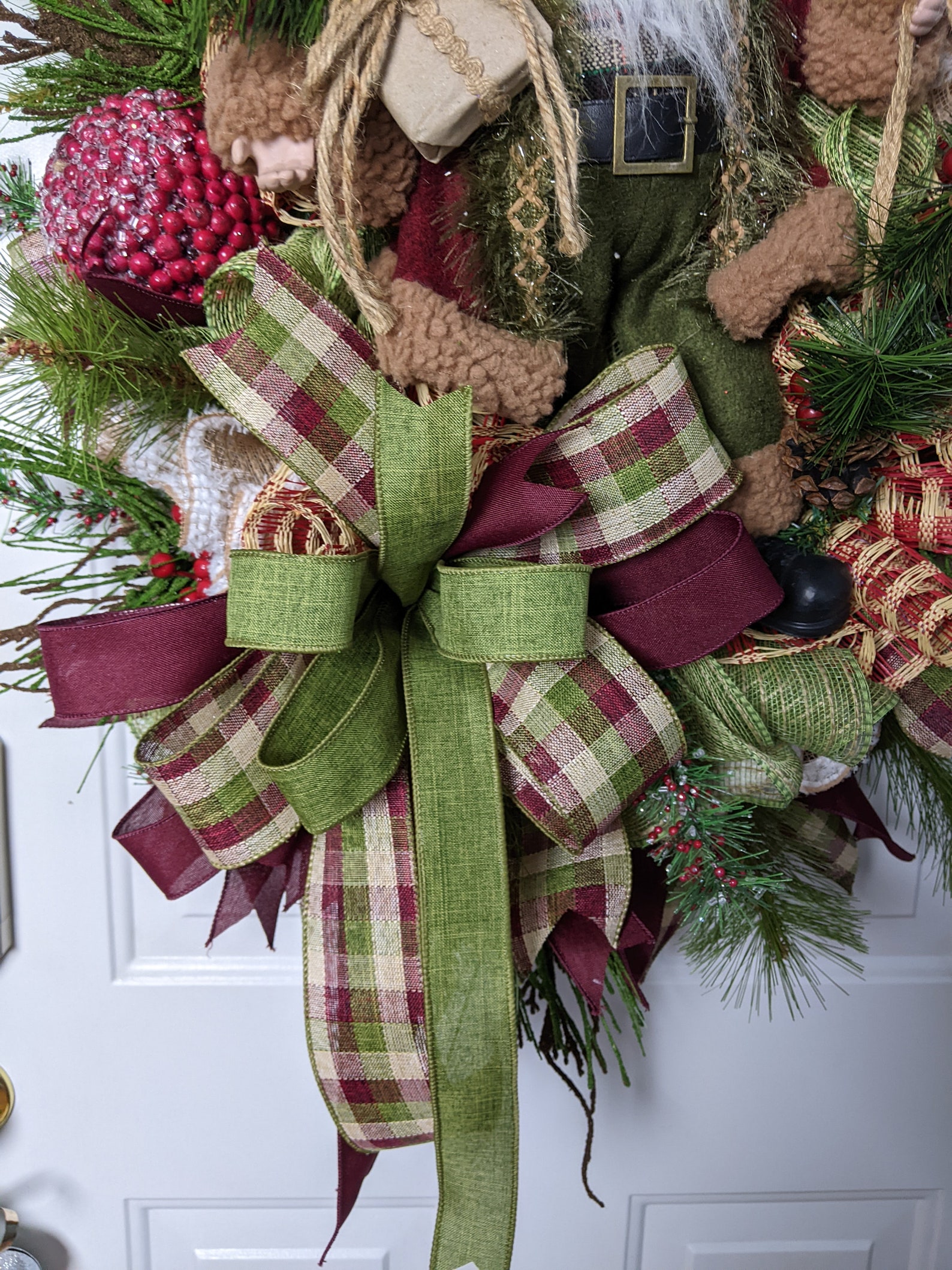 Winter Wreath, Old World Santa Christmas Wreath, Rustic Santa Wreath ...