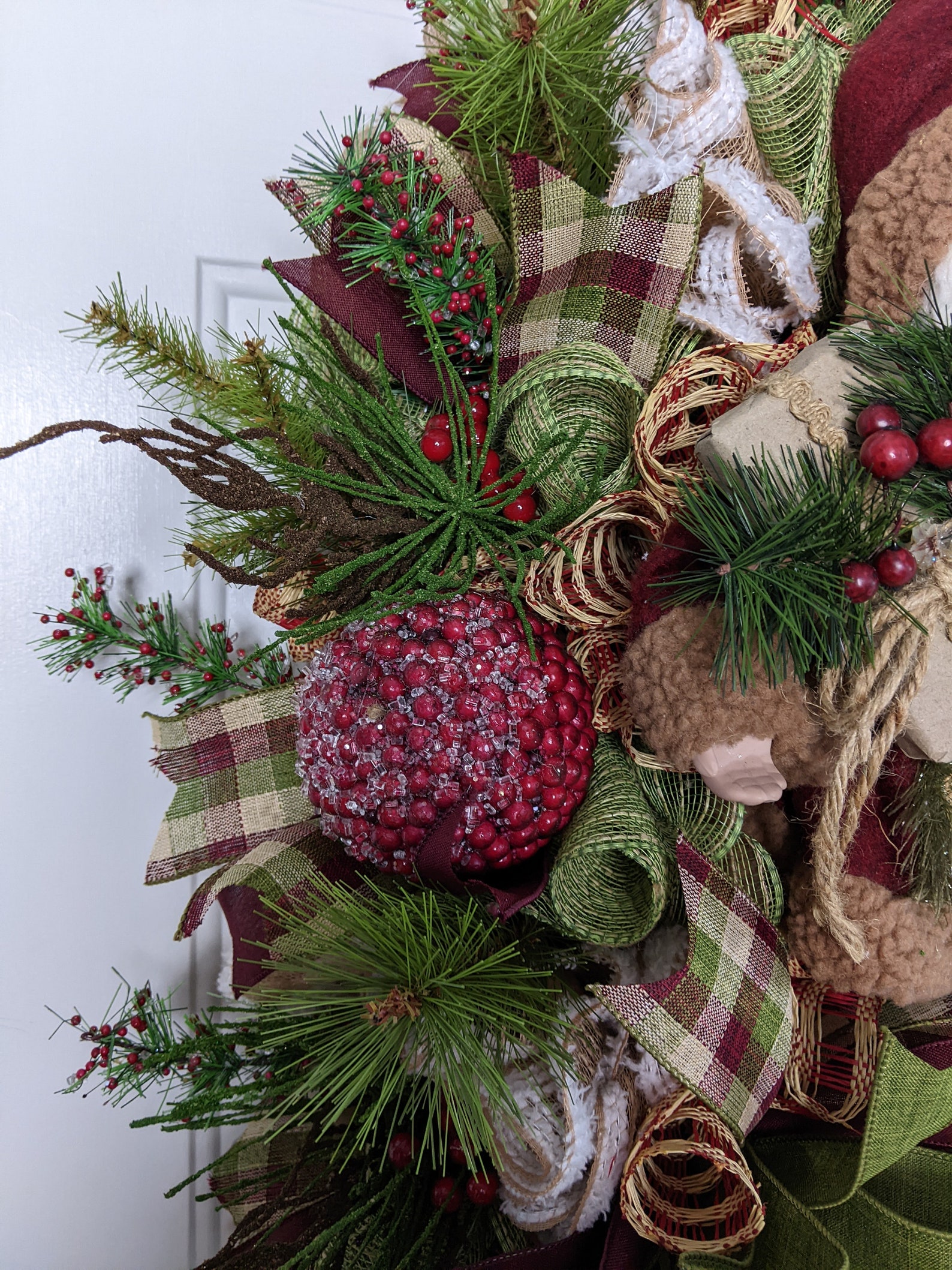 Winter Wreath, Old World Santa Christmas Wreath, Rustic Santa Wreath ...