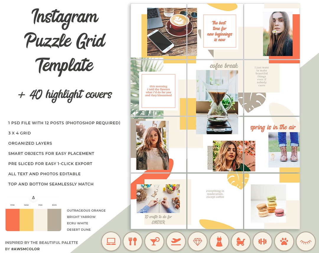 Instagram Template Grid Puzzle Minimal Feed Preset - Etsy