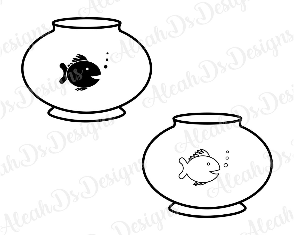 Fish Bowl Pet Bubbles Fishes Clip Art Clipart Design - Etsy