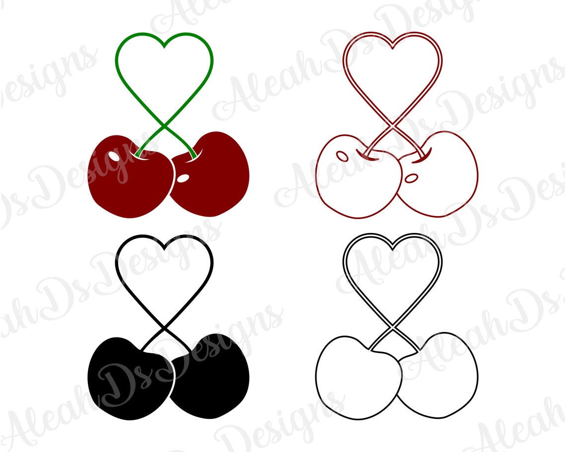 Cherry, Cherries, Heart, Stem, Red Clip Art, Clipart, Design ...