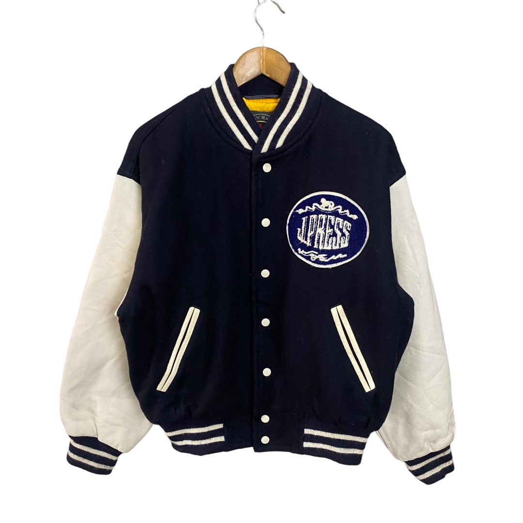 Vintage J. Press Varsity Jacket Wool Sleeve Leather - Etsy