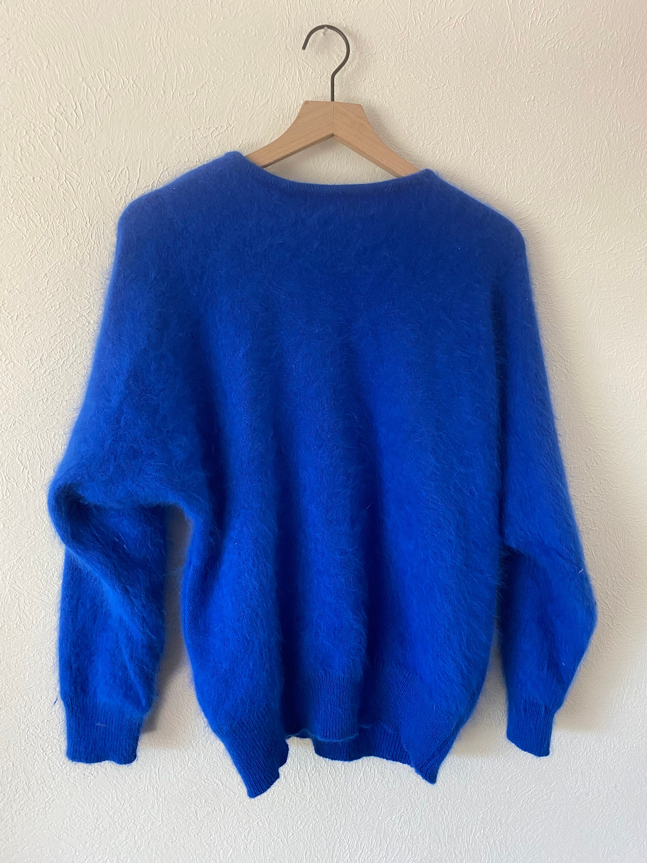 1970s Carducci Angora Sweater Cobalt Blue Beaded Clothing Outfit Vtg ...