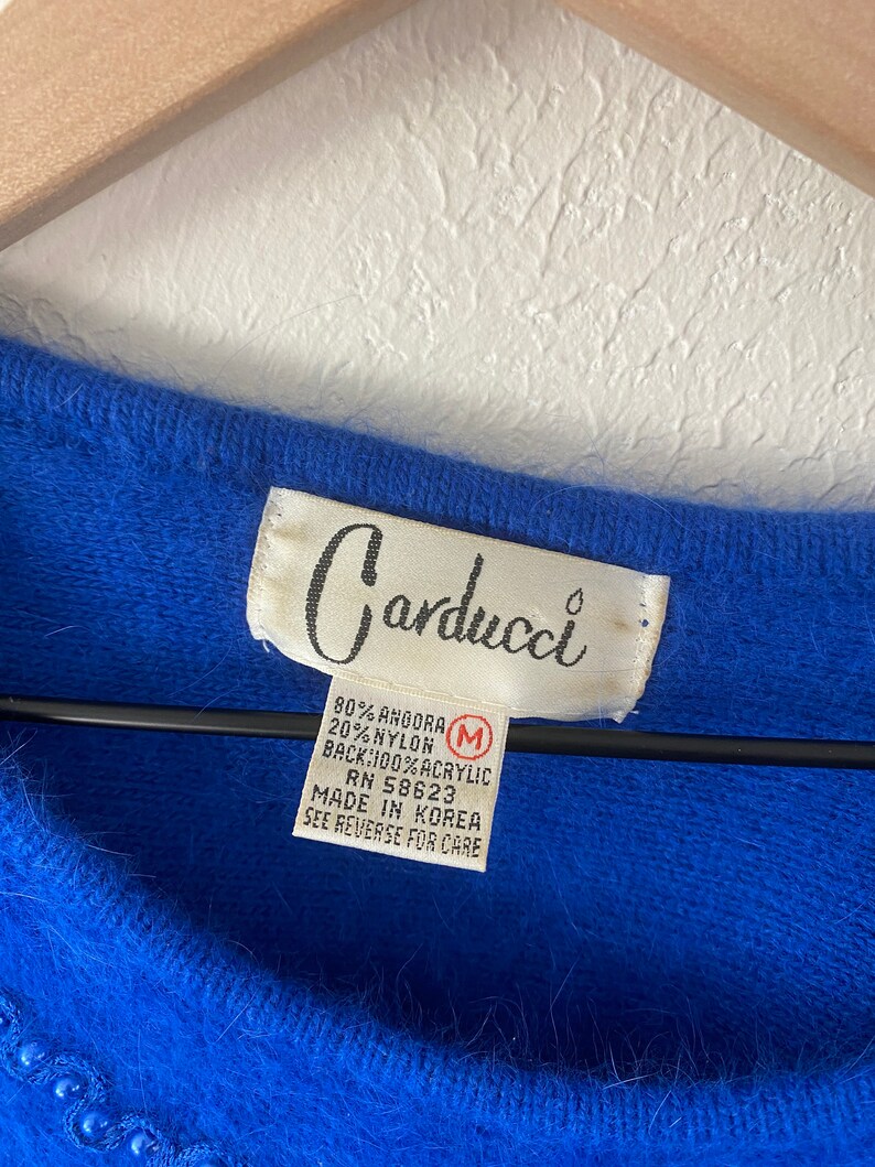 1970s Carducci Angora Sweater Cobalt Blue Beaded Clothing Outfit Vtg ...