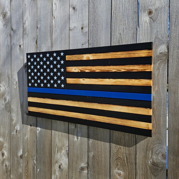 Wooden Thin Blue Line Flag - Etsy