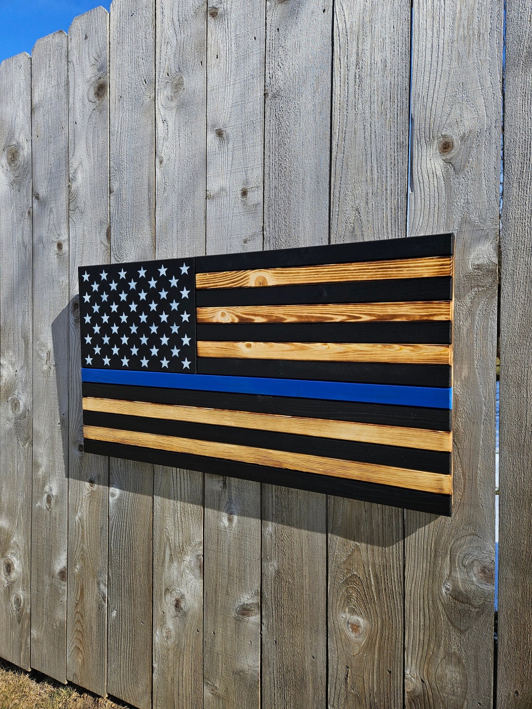 Rustic 19x36 Thin Blue Line Wooden Flag for Police Officer Gift - Etsy