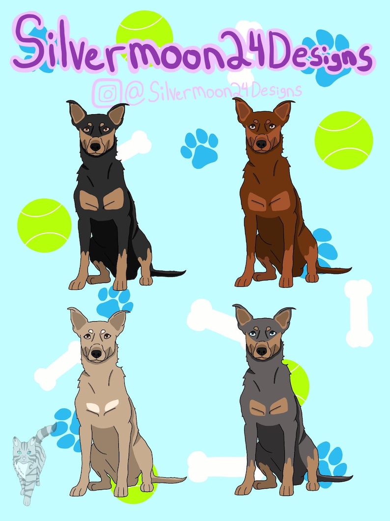 Australian Kelpie Dog Breed Stickers Cream, Red Chocolate, Black & Tan ...