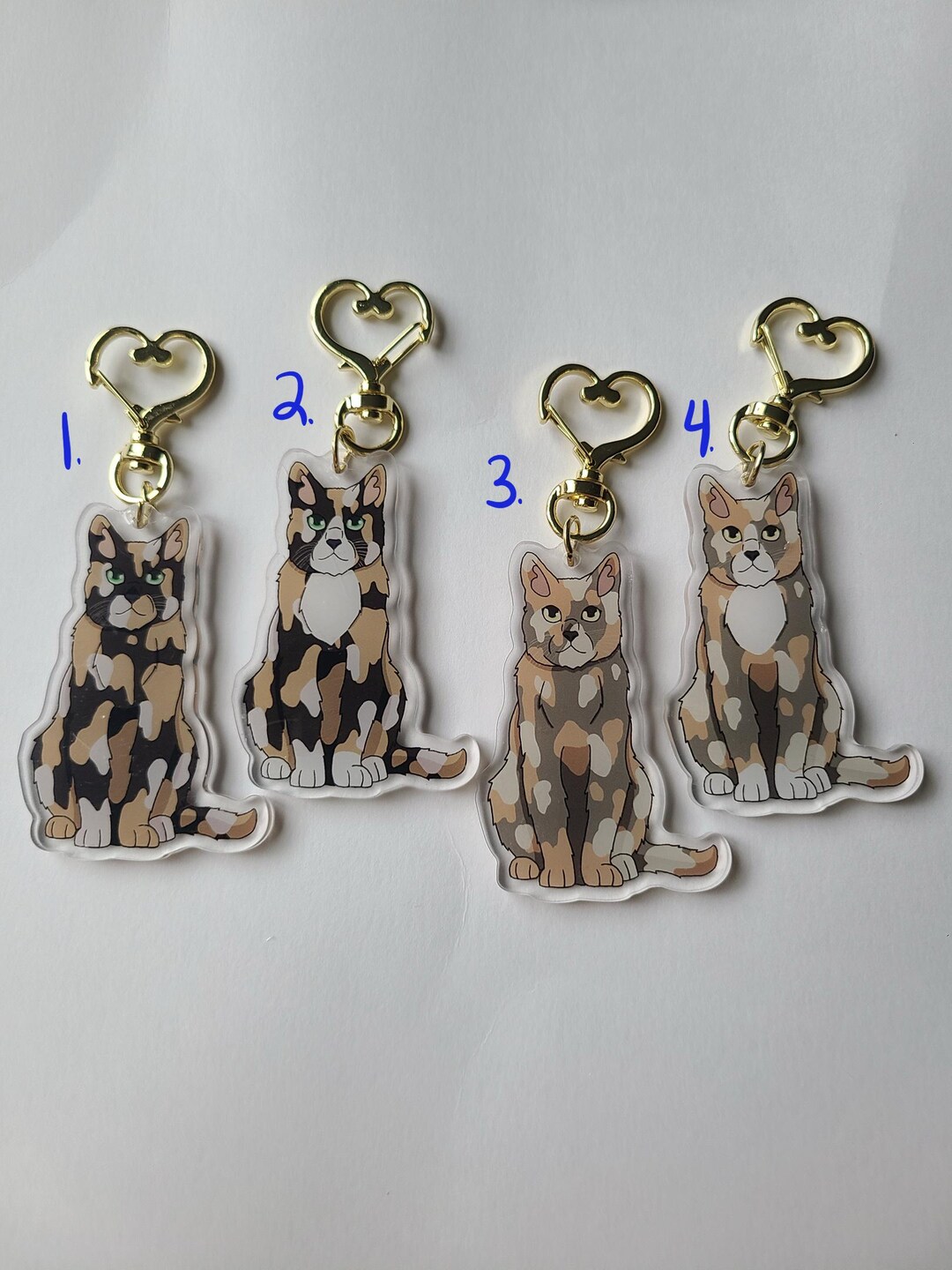 Short Hair Tortie and Diluted Tortoiseshell Cat Acrylic Pet Keychain ...