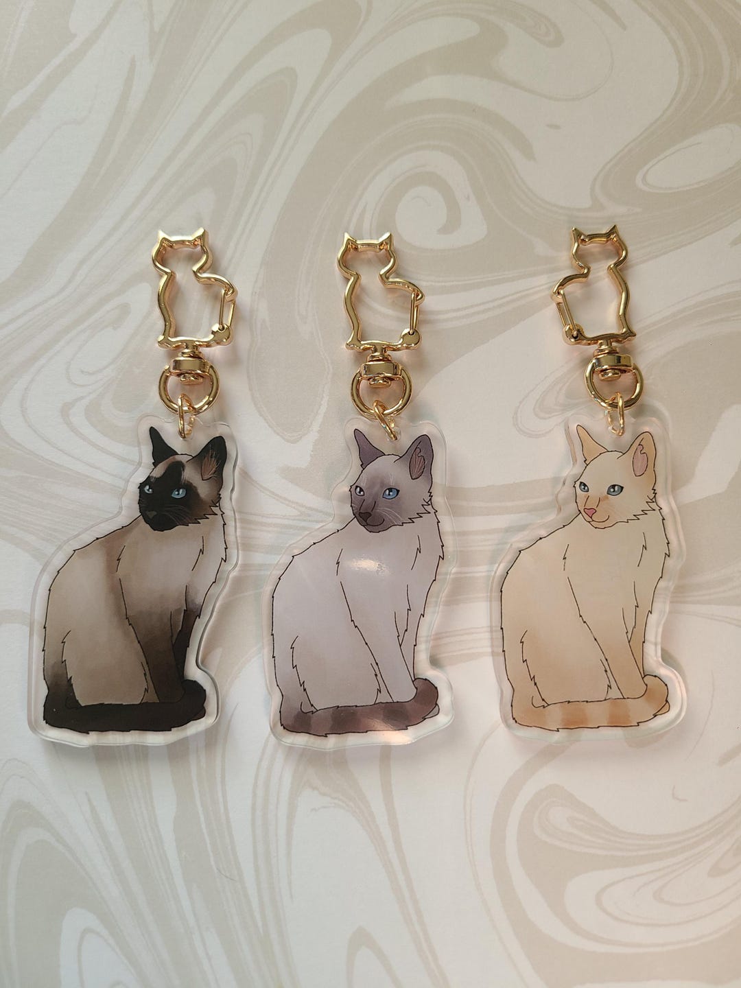 Siamese Cat Seal Flame and Blue Point Acrylic Pet Keychain/ Adorable ...