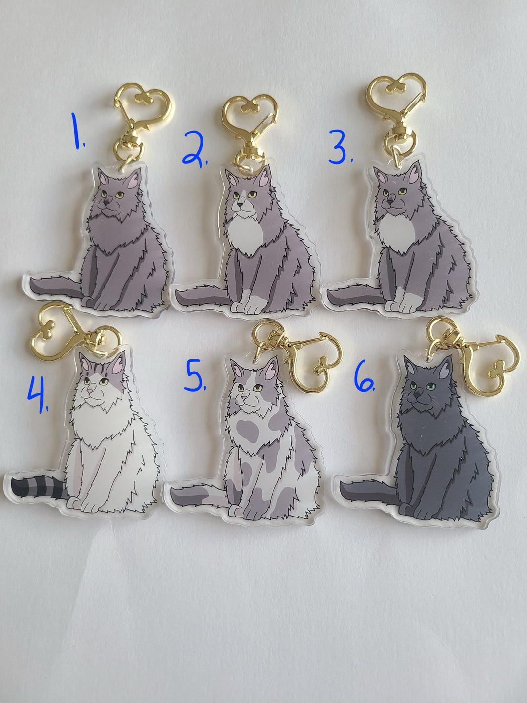 Long Haired Gray Cat Acrylic Keychains Gray, Van, Spotted, Gray-blue - Etsy