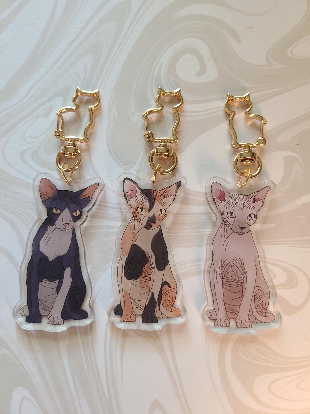 Sphynx Cat Breed Acrylic Pet Keychain/ Adorable Kawaii Charm/ Animal ...