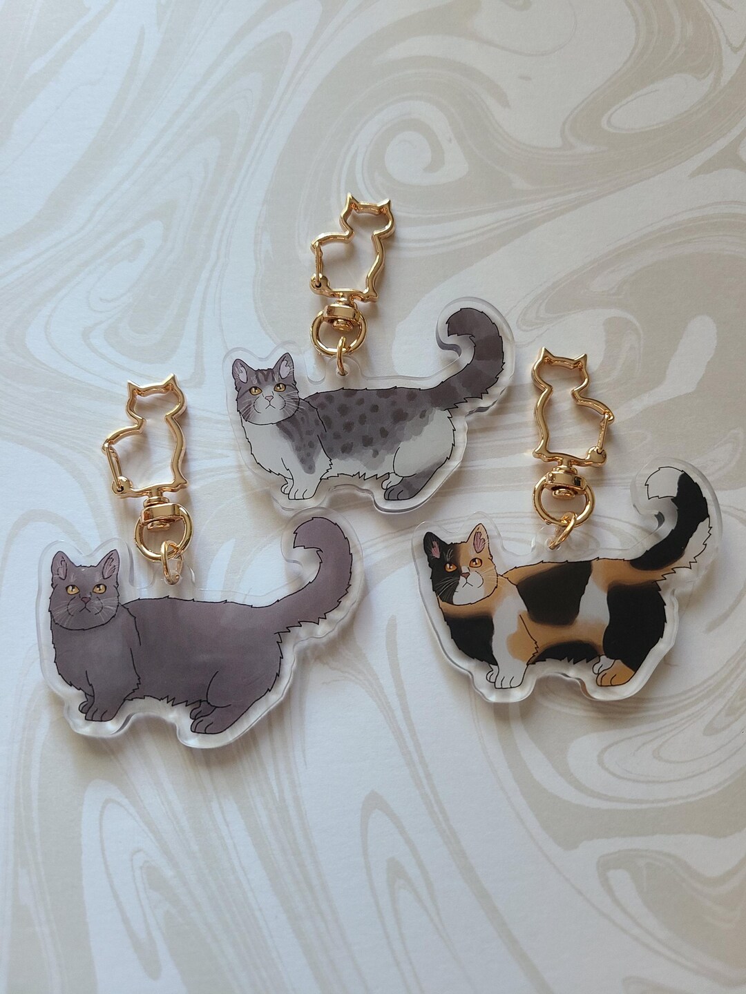 Munchkin Cat Breed Acrylic Keychains Gray & White, Calico, and Smoke - Etsy