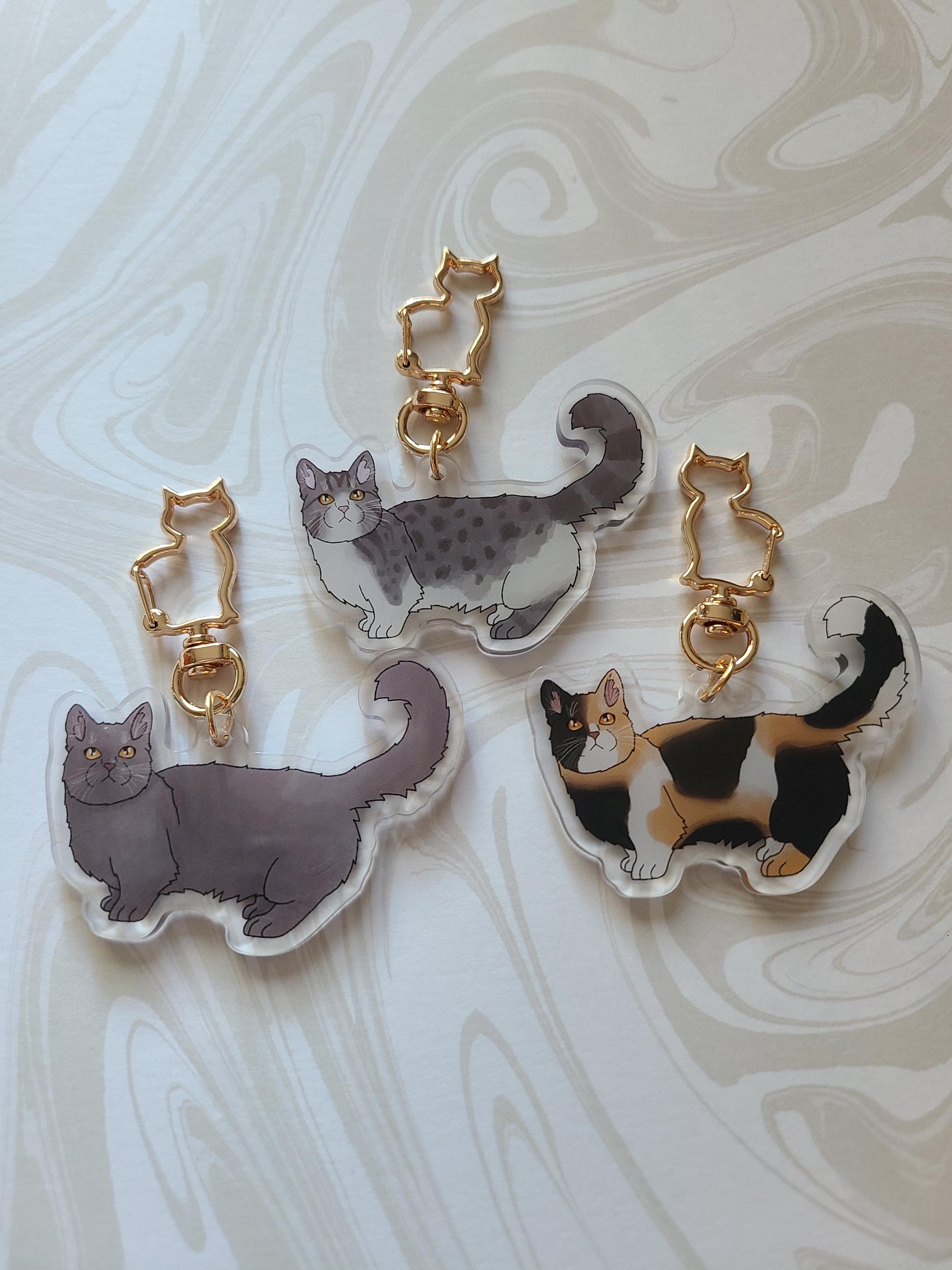 Munchkin Cat Breed Acrylic Keychains Gray & White, Calico, and Smoke - Etsy