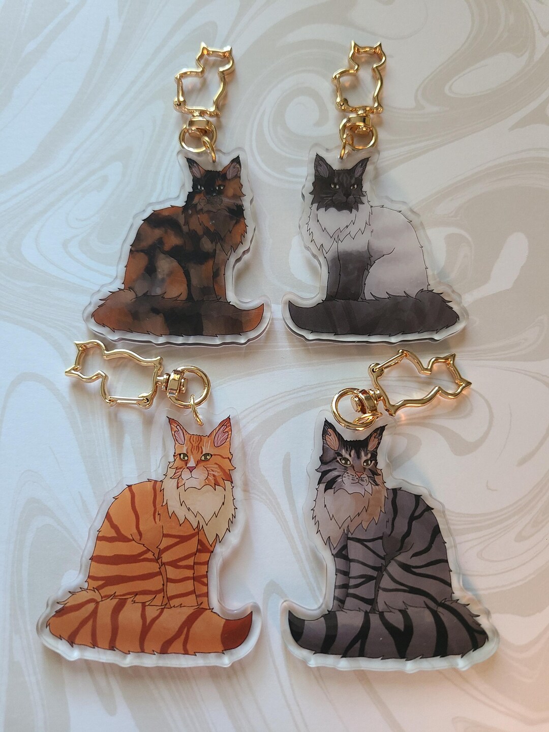 Maine Coon Cat Breed Acrylic Pet Keychain/ Adorable Kawaii Charm ...
