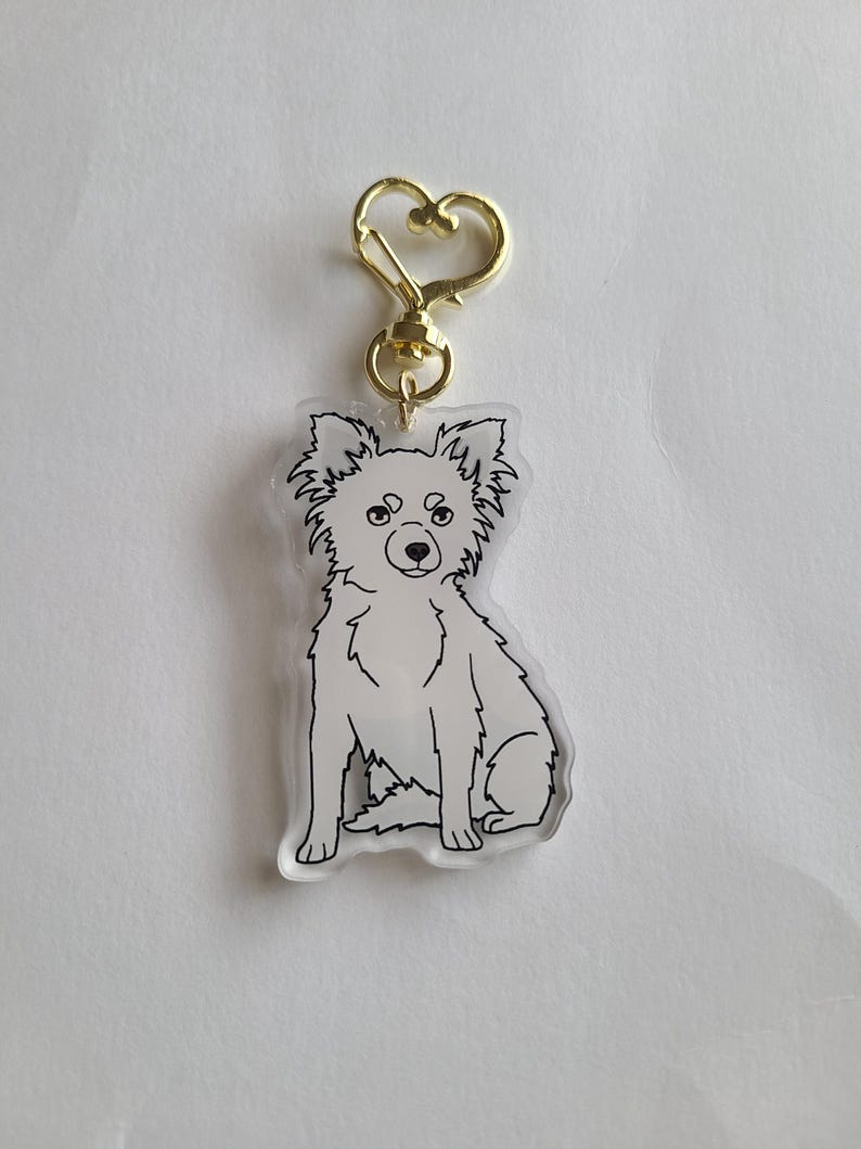 Long Haired Chihuahua Dog Acrylic Pet Keychain/ Adorable Kawaii Charm ...