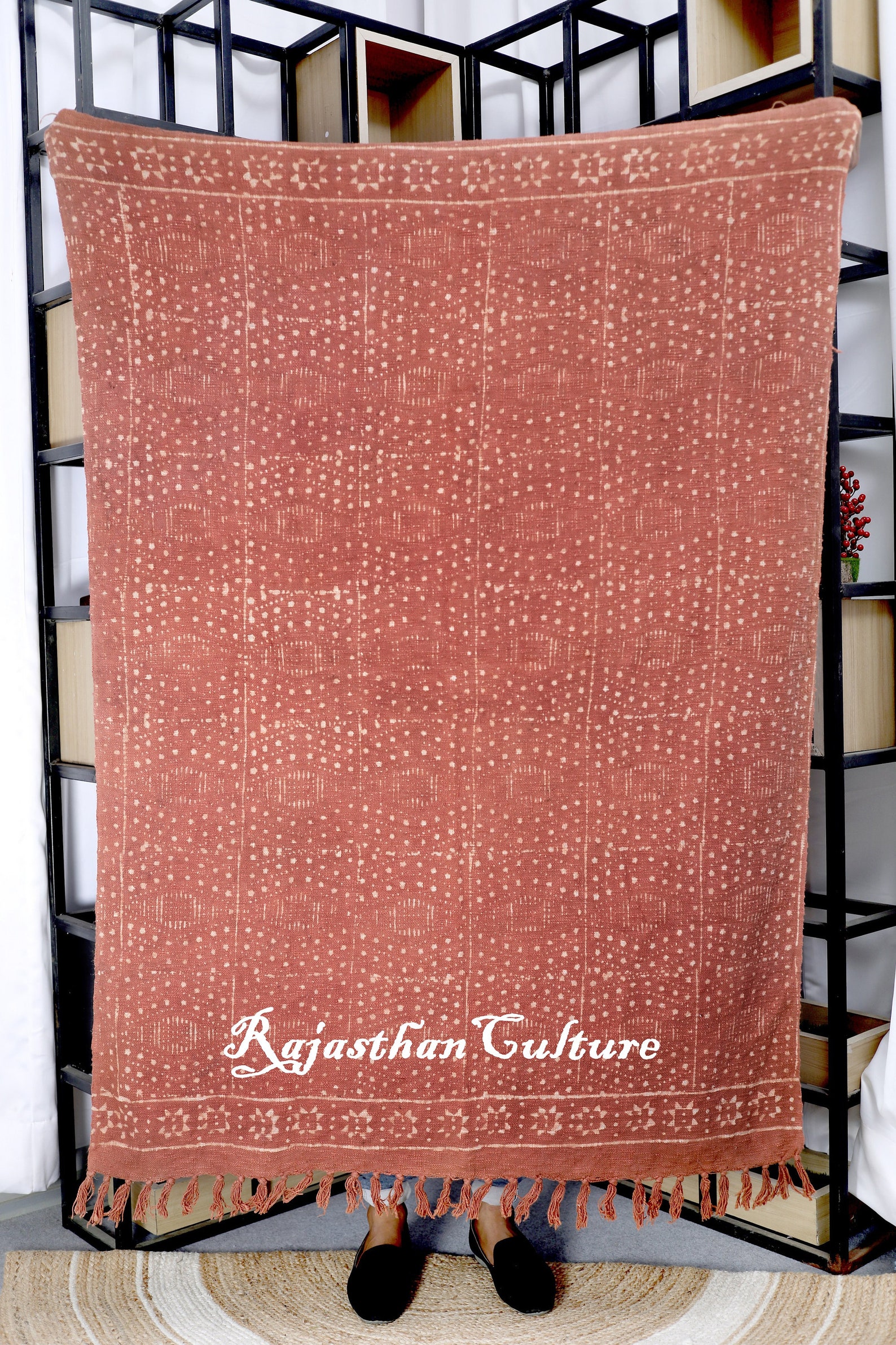 Handloom Cotton Sofa Throw Rust Hand Block Printed Throw - Etsy