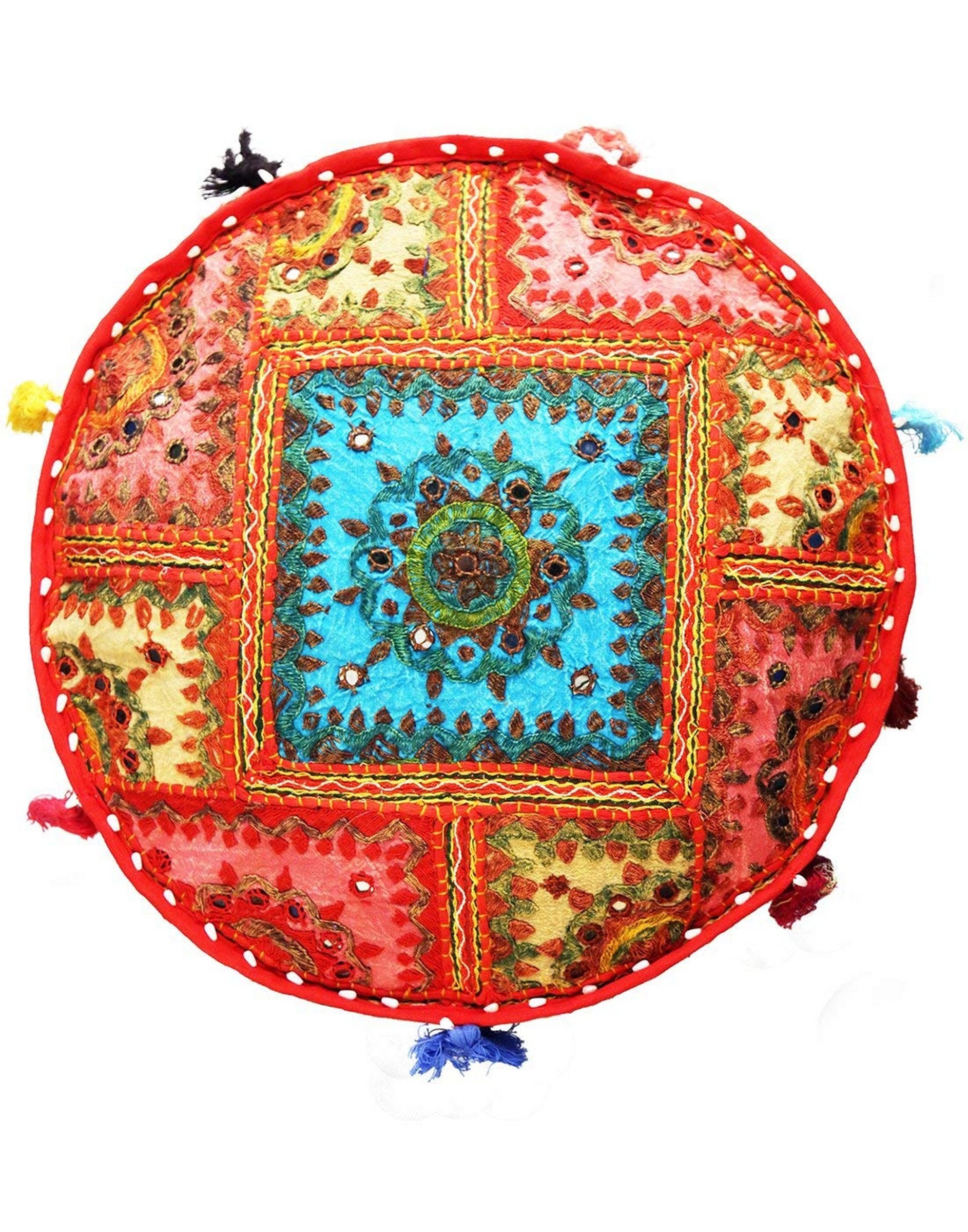 Luxury Handmade Ottoman Vintage Round Pouf Embroidered Mirror - Etsy