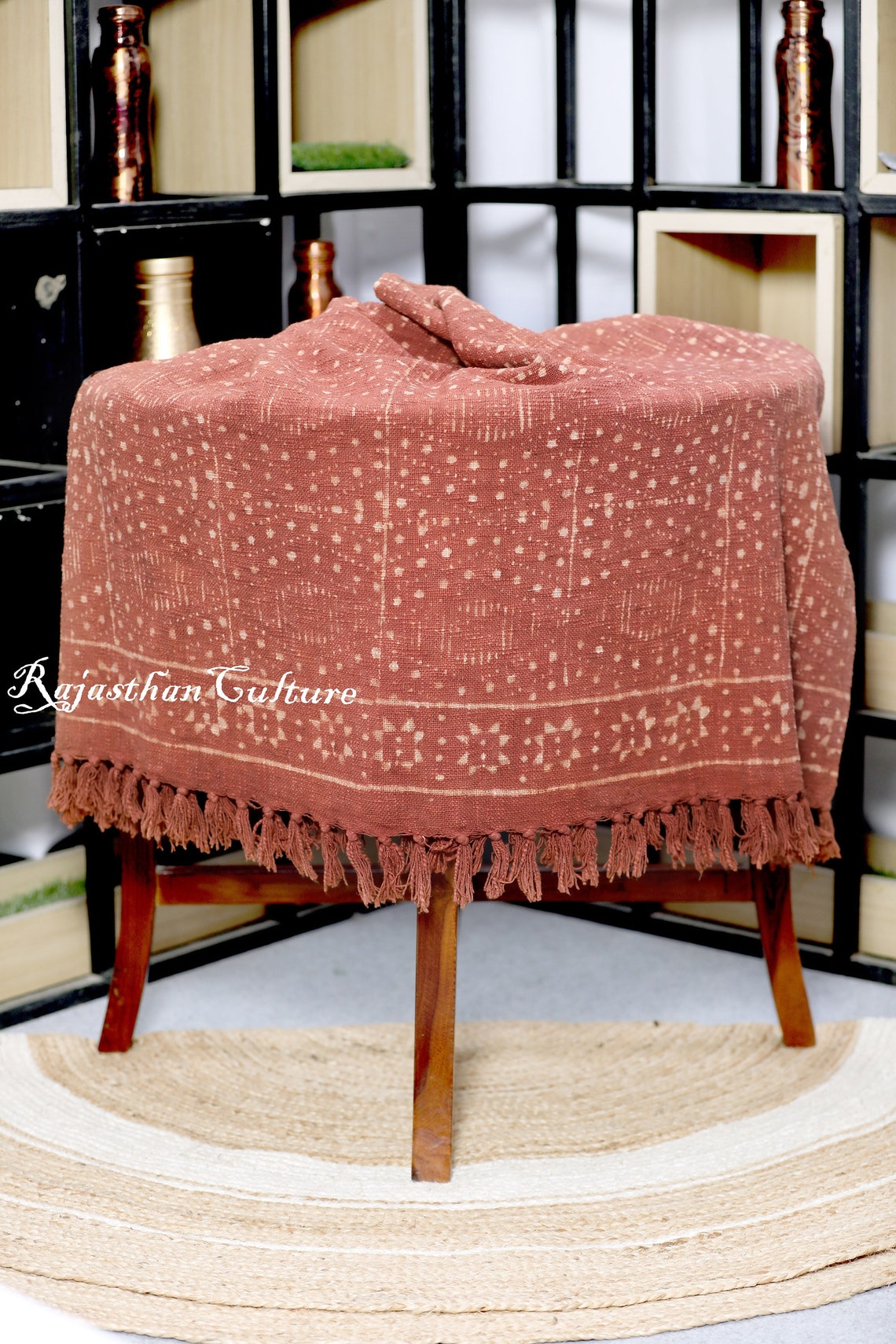 Handloom Cotton Sofa Throw Rust Hand Block Printed Throw - Etsy