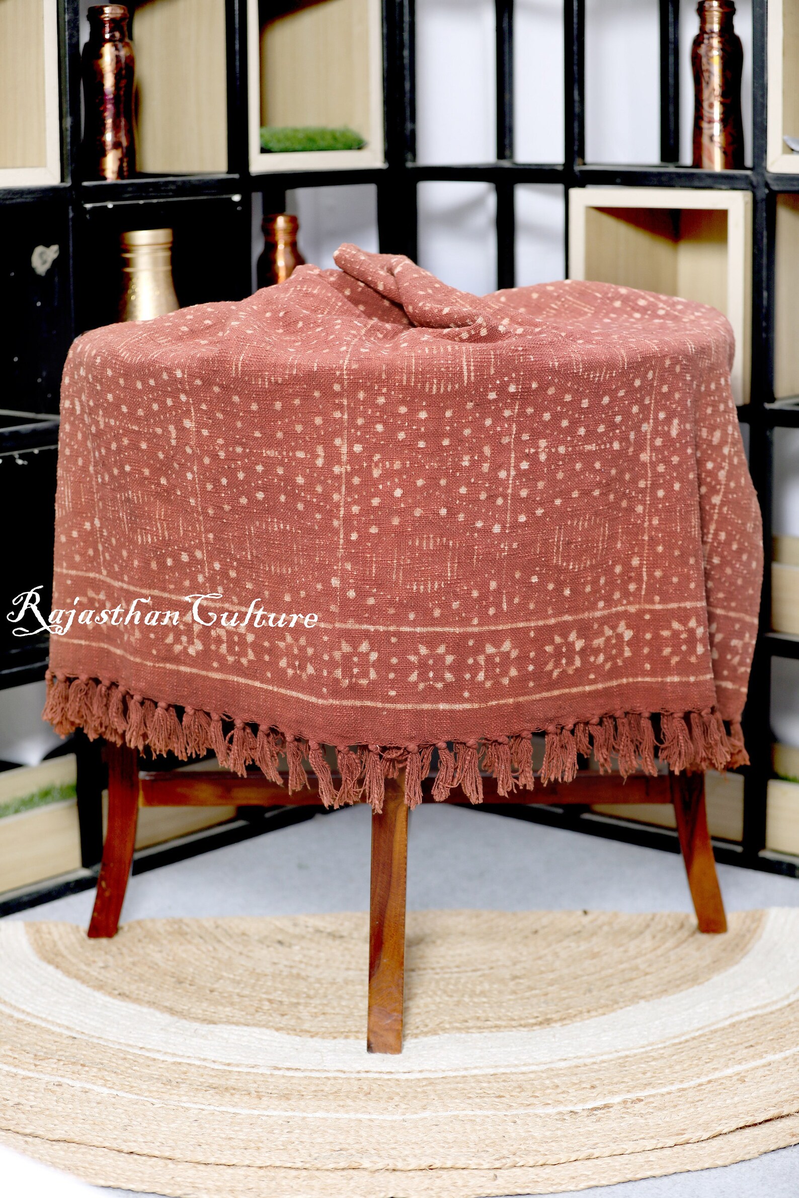 Handloom Cotton Sofa Throw Rust Hand Block Printed Throw - Etsy