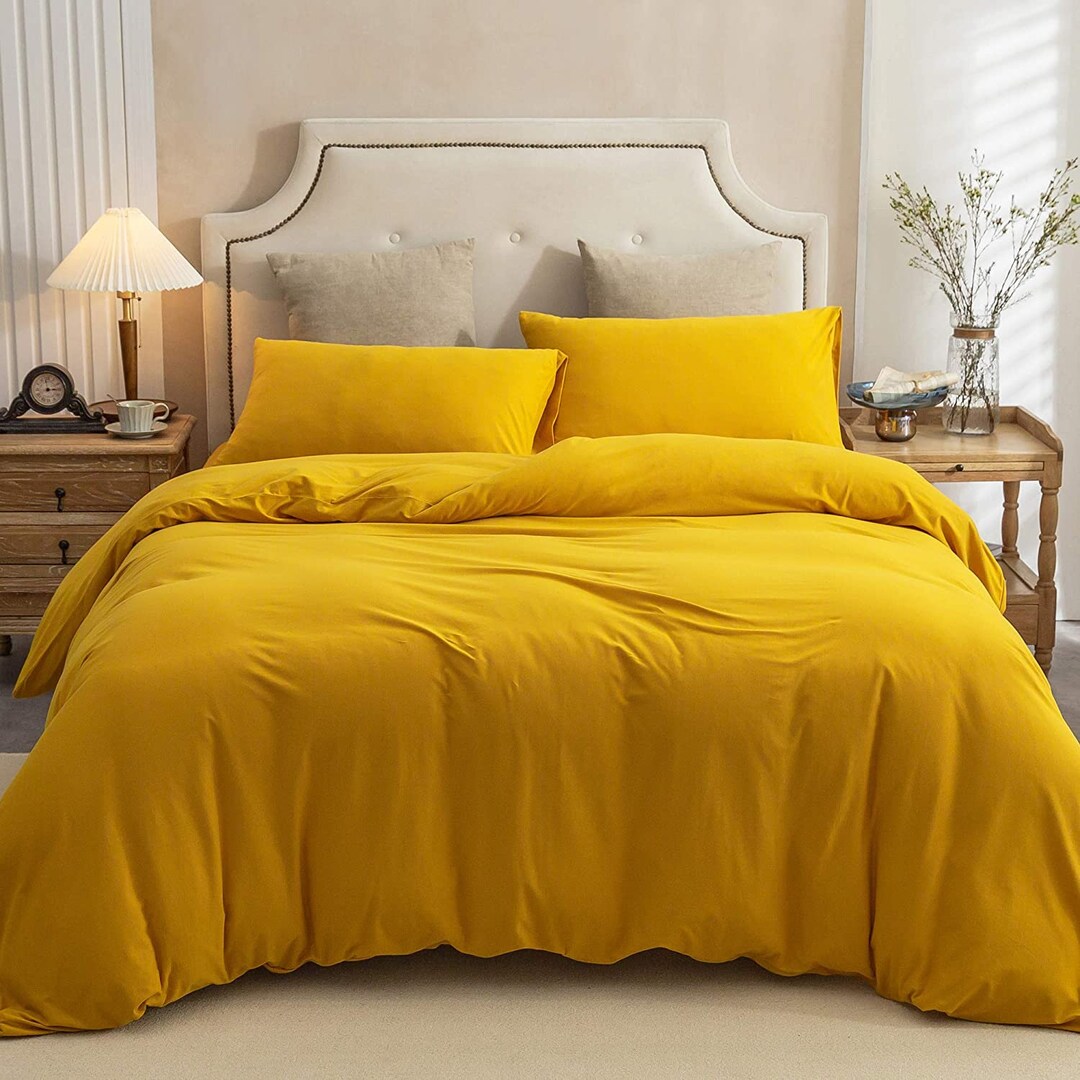 Uo Bedding Washed Cotton Luxury Sheets and Pillowcases Mustard - Etsy