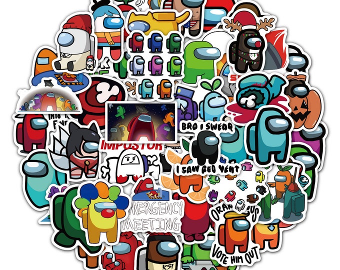 Among Us Sticker Pack, 50pcs Gaming Stickers Cool Cartoon Stickers Pack ...