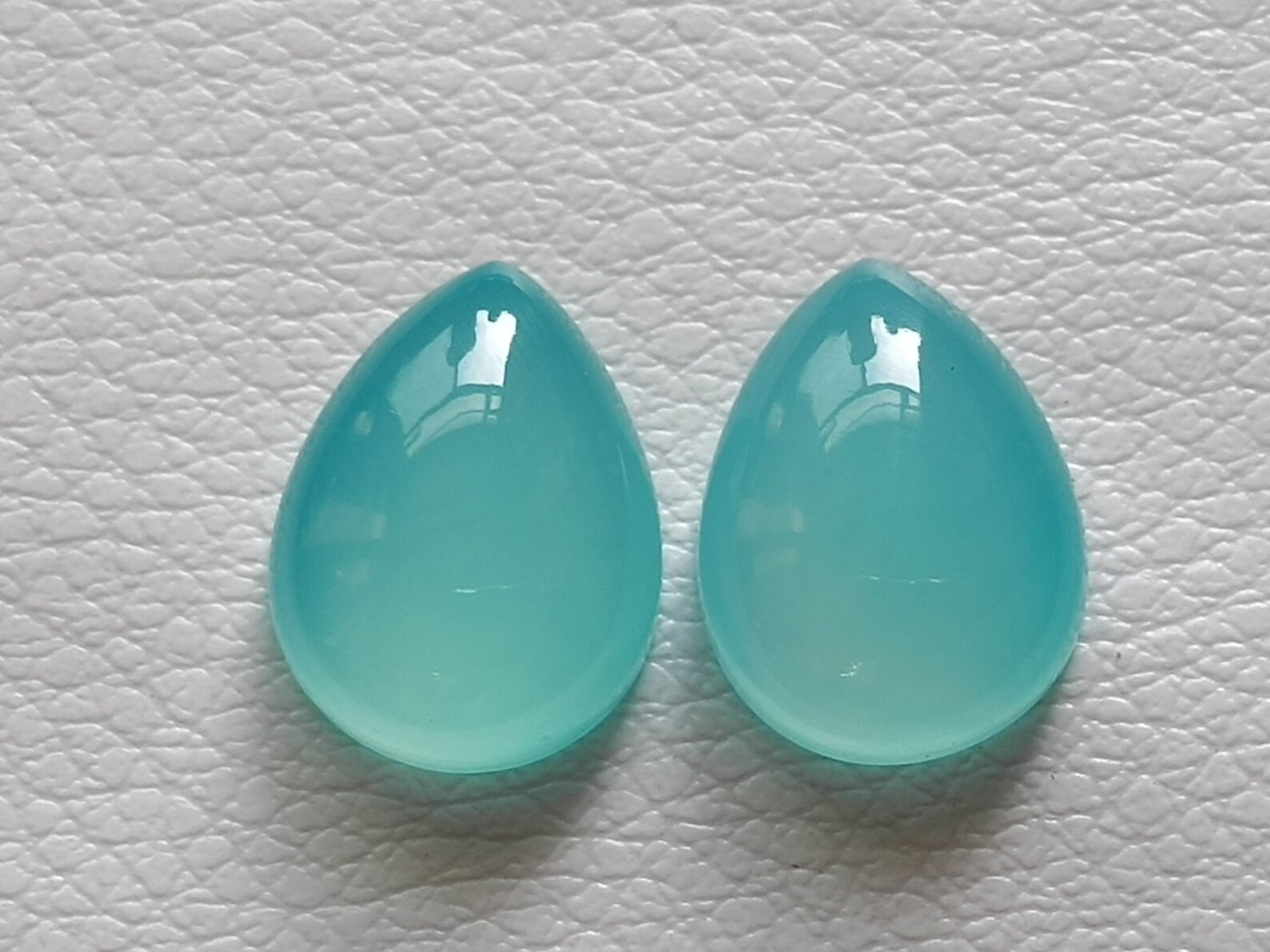 Amazing Aqua Chalcedony Cabochon Pear Gemstone 16X12X6 Mm - Etsy