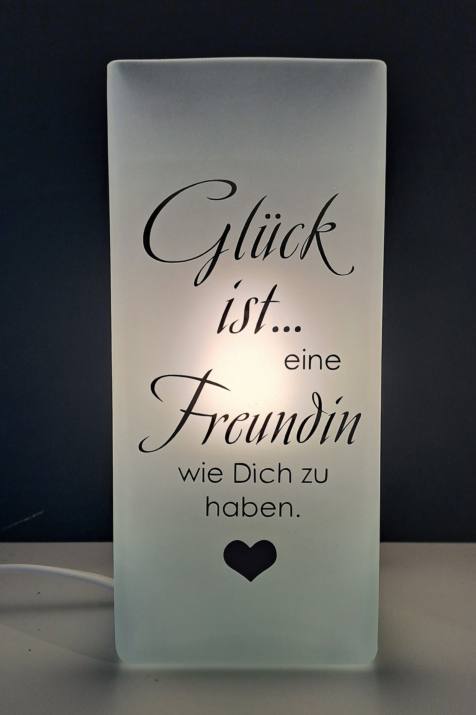 Lampe mit Spruch, Glück ist..., Tischlampe, Spruch, Deko, Wohnaccessoires, Geschenk, Lampe ...