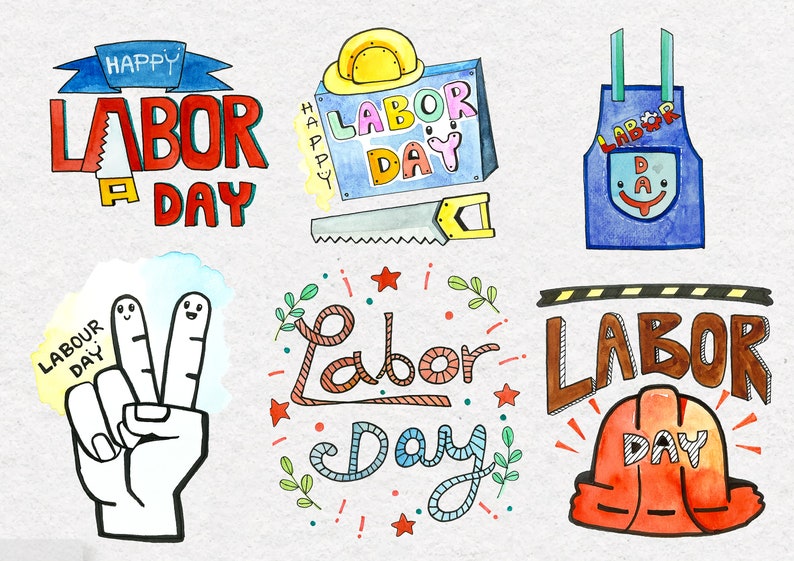 Watercolor Labour Day Png | 40 Labor Holiday Files Shirt Sticker Design ...